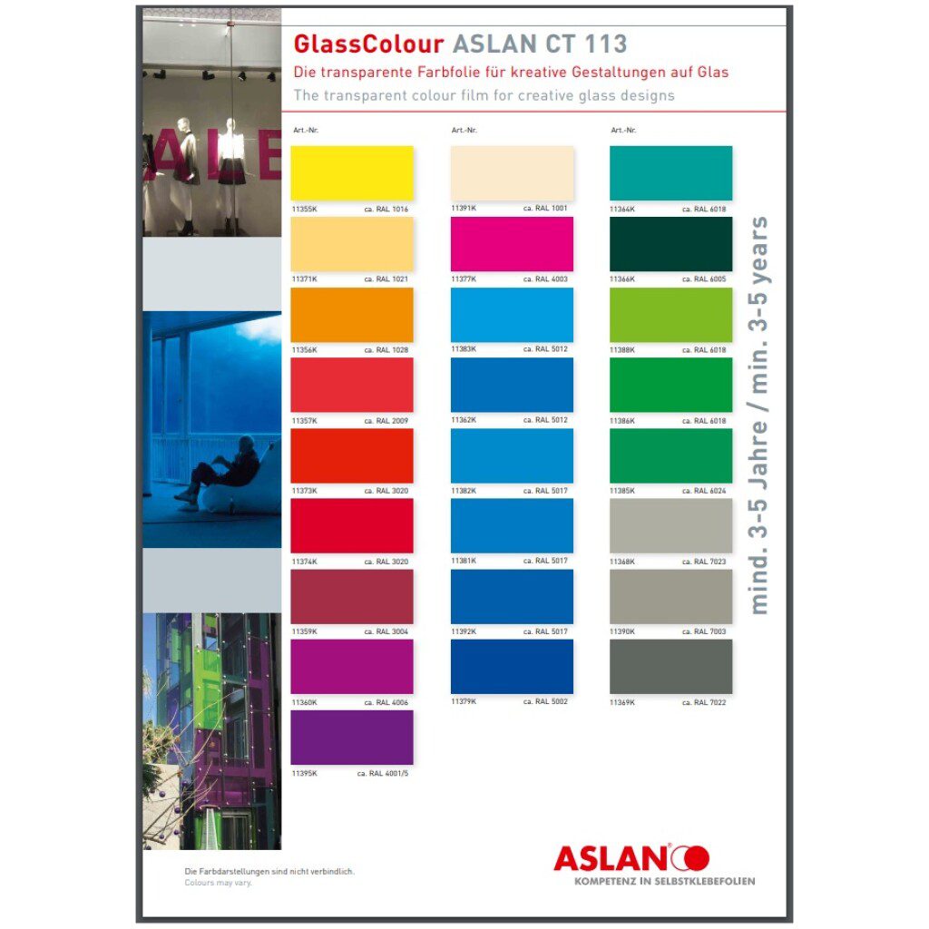 Farbkarte Aslan CT 113 - GlassColour | VinylWelt