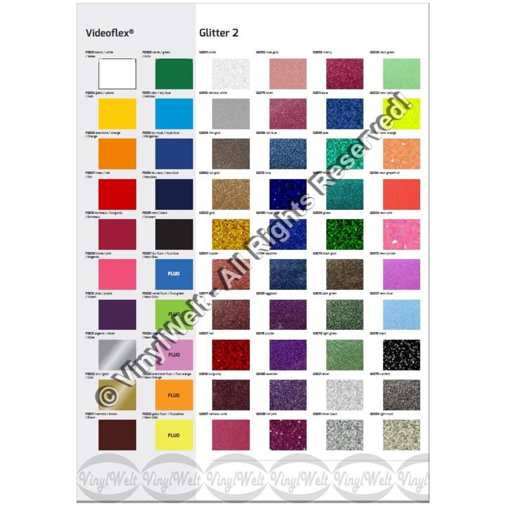 Farbkarte SISER - Heat Transfer Vinyl | VinylWelt